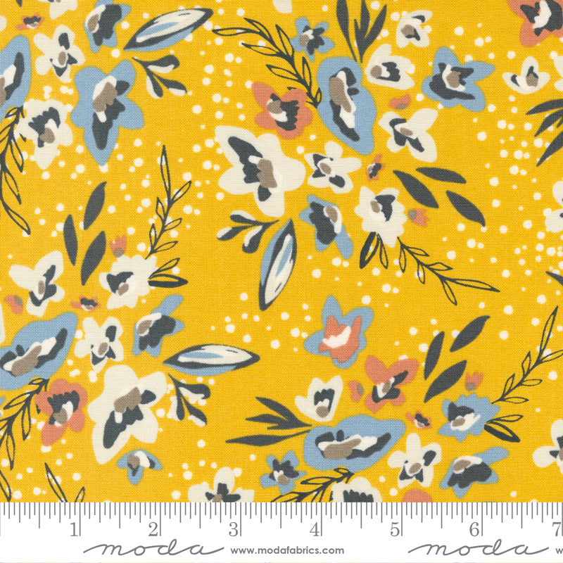 Dawn on the Prairie Spray and Sprig Golden Mustard – Sew Lux Fabric