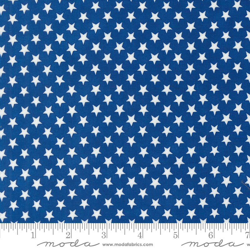 Red, White, and Bloom Stars in a Row Midnight Blue – Sew Lux Fabric