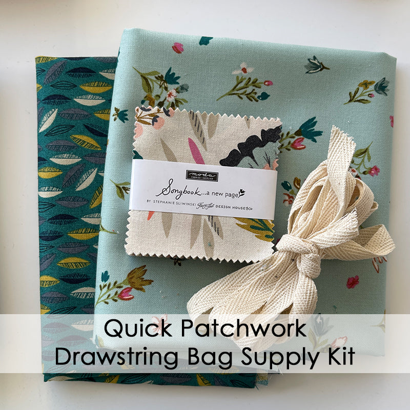 Quick Patchwork Drawstring Bag Supply Kit - Songbook a New Page – Sew ...
