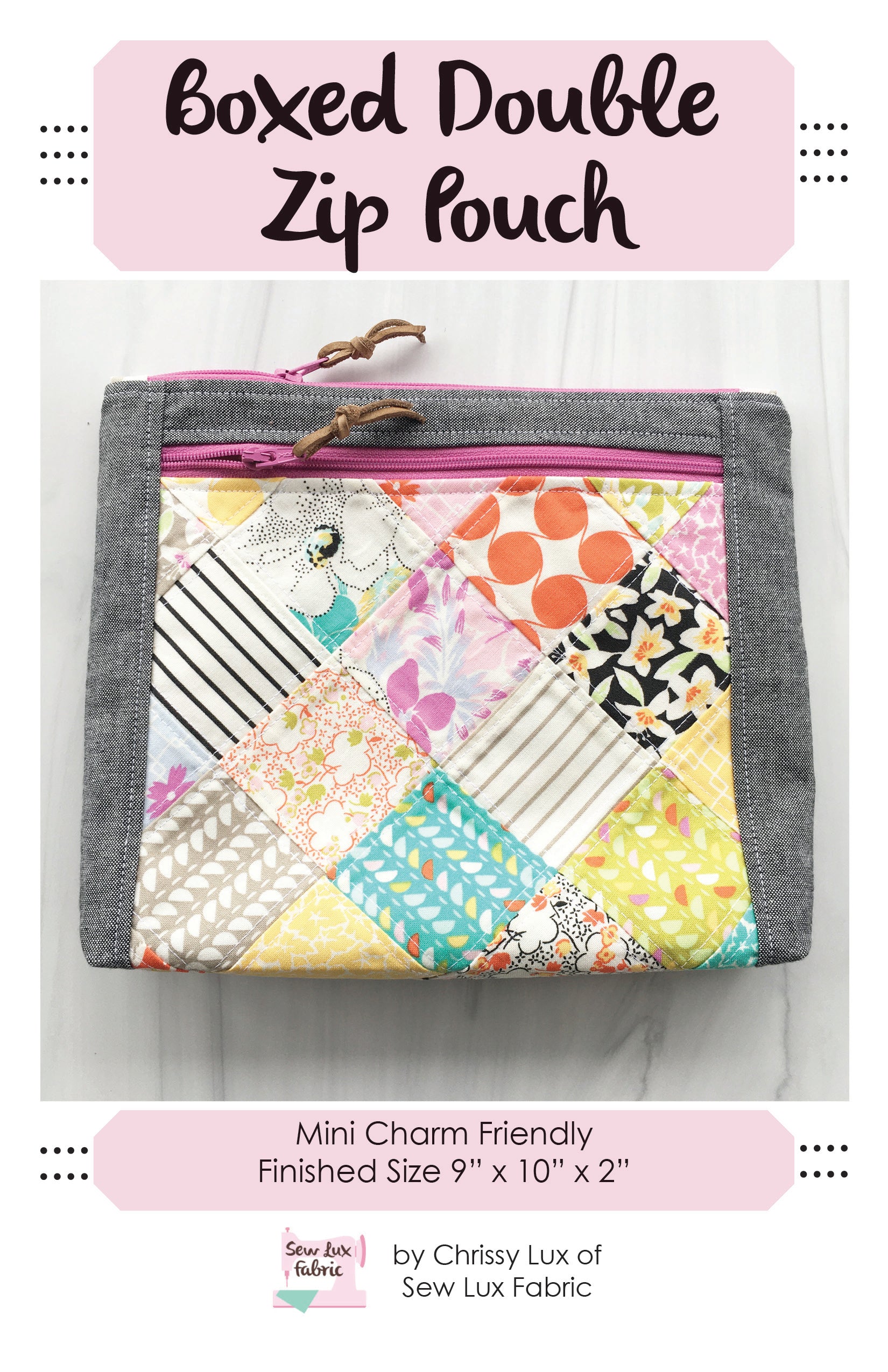 Boxed Double Zip Pouch PDF Pattern – Sew Lux Fabric